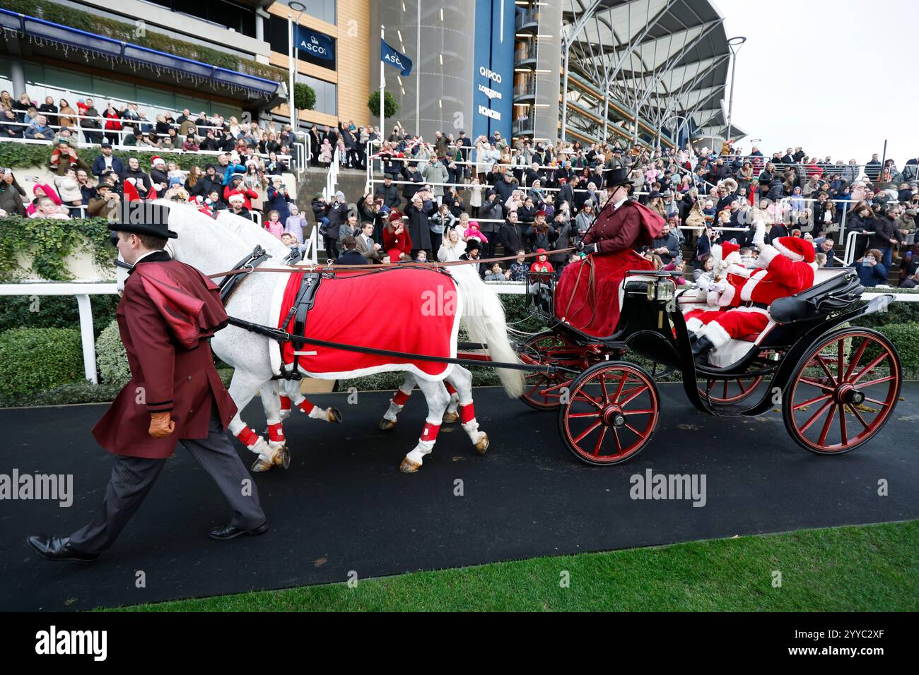 Santa rides a carriage in the parade ring before the Howden Christmas ...