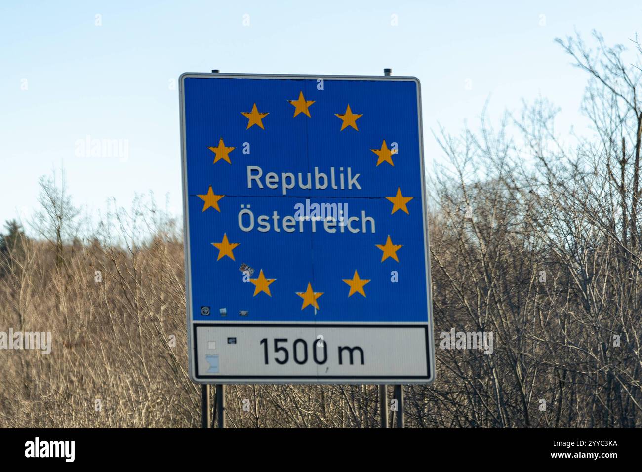 Österreich, Republik Österreich, Grenze, Grenzübergang, Grenzschild ...