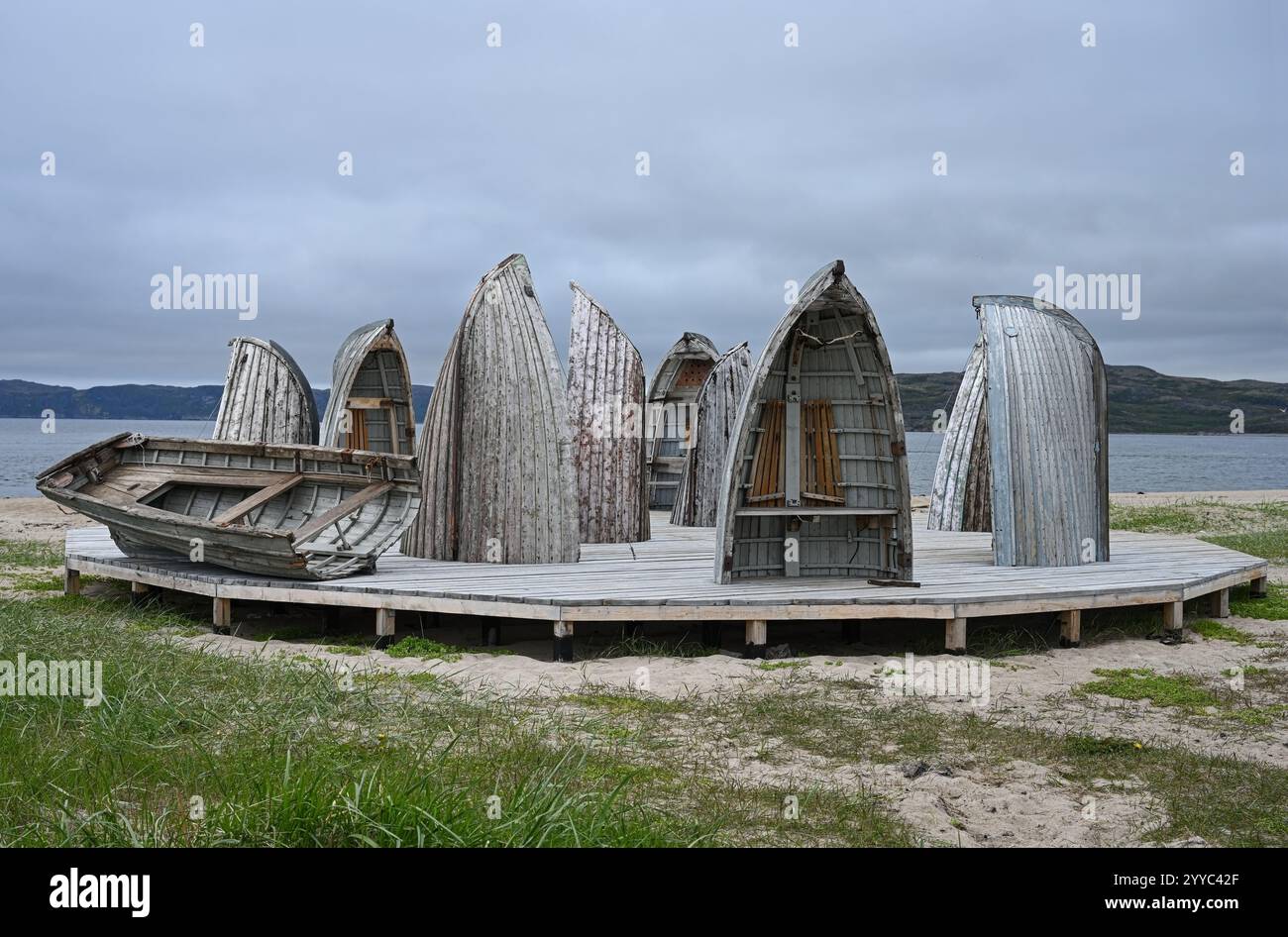 An installation with fishing boats called "The meeting place cannot be ...