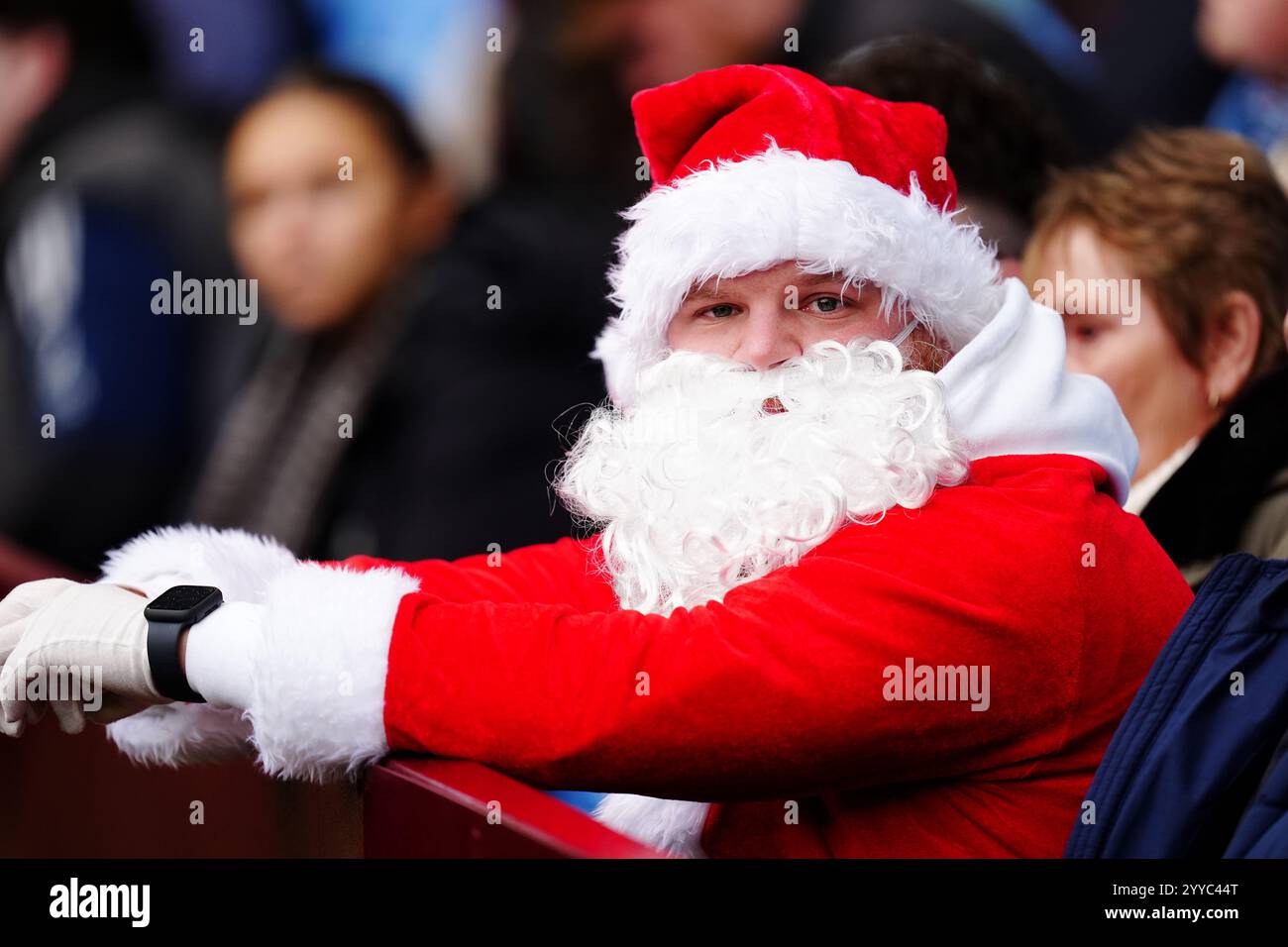 A fan dressed as Santa Claus ahead of the Premier League match at Villa ...