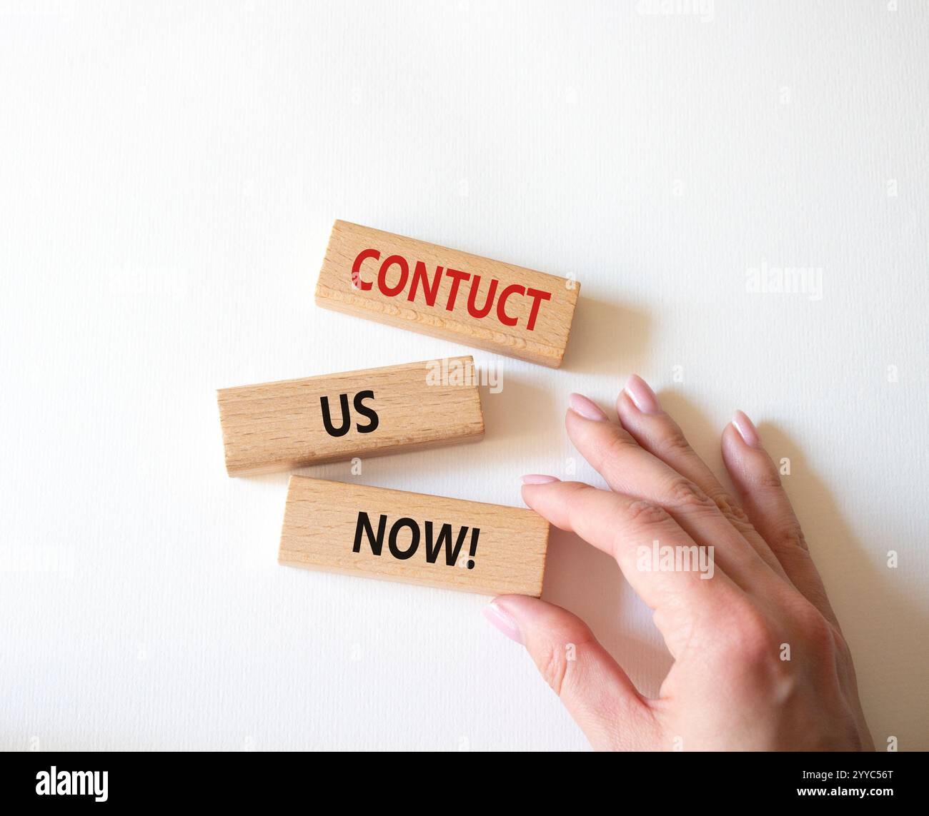 Contact us now symbol. Wooden blocks with words Contact us now ...