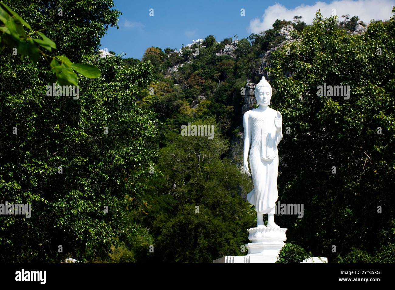 Beautiful holy buddha statue in hill valley for thai people travelers ...