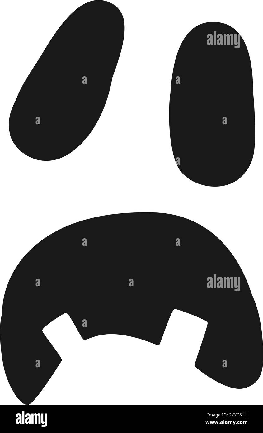 Minimalist vector illustration of a scary ghost face with oval eyes and ...