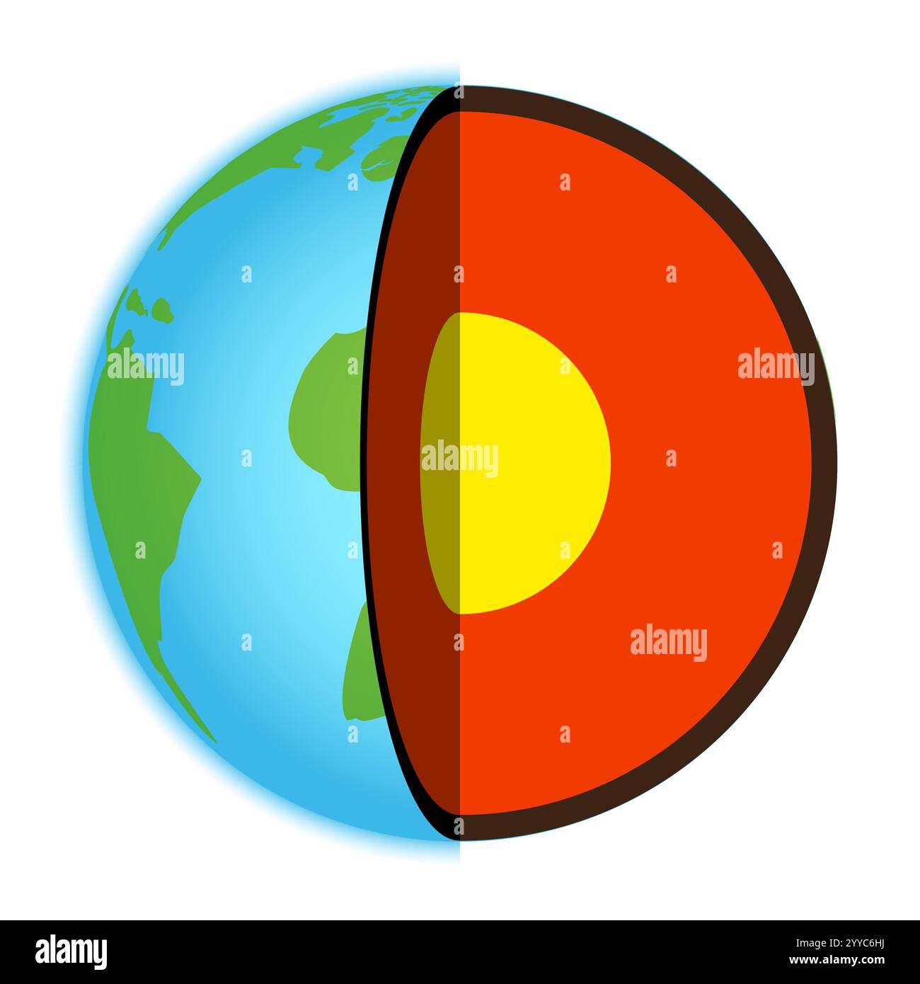 Layers of the Earth - Core, Mantle and Crust Illustration Stock Vector ...