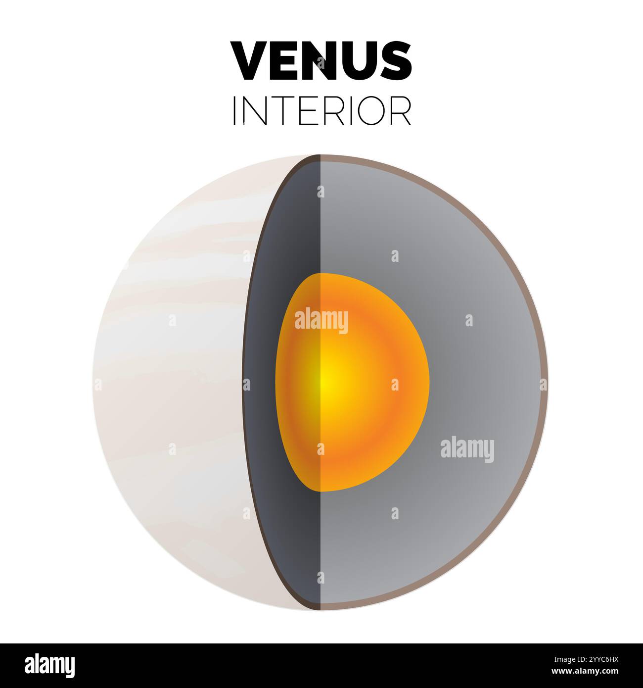 Venus Planet Interior or Layers of the Venus with Iron Core, Rocky ...