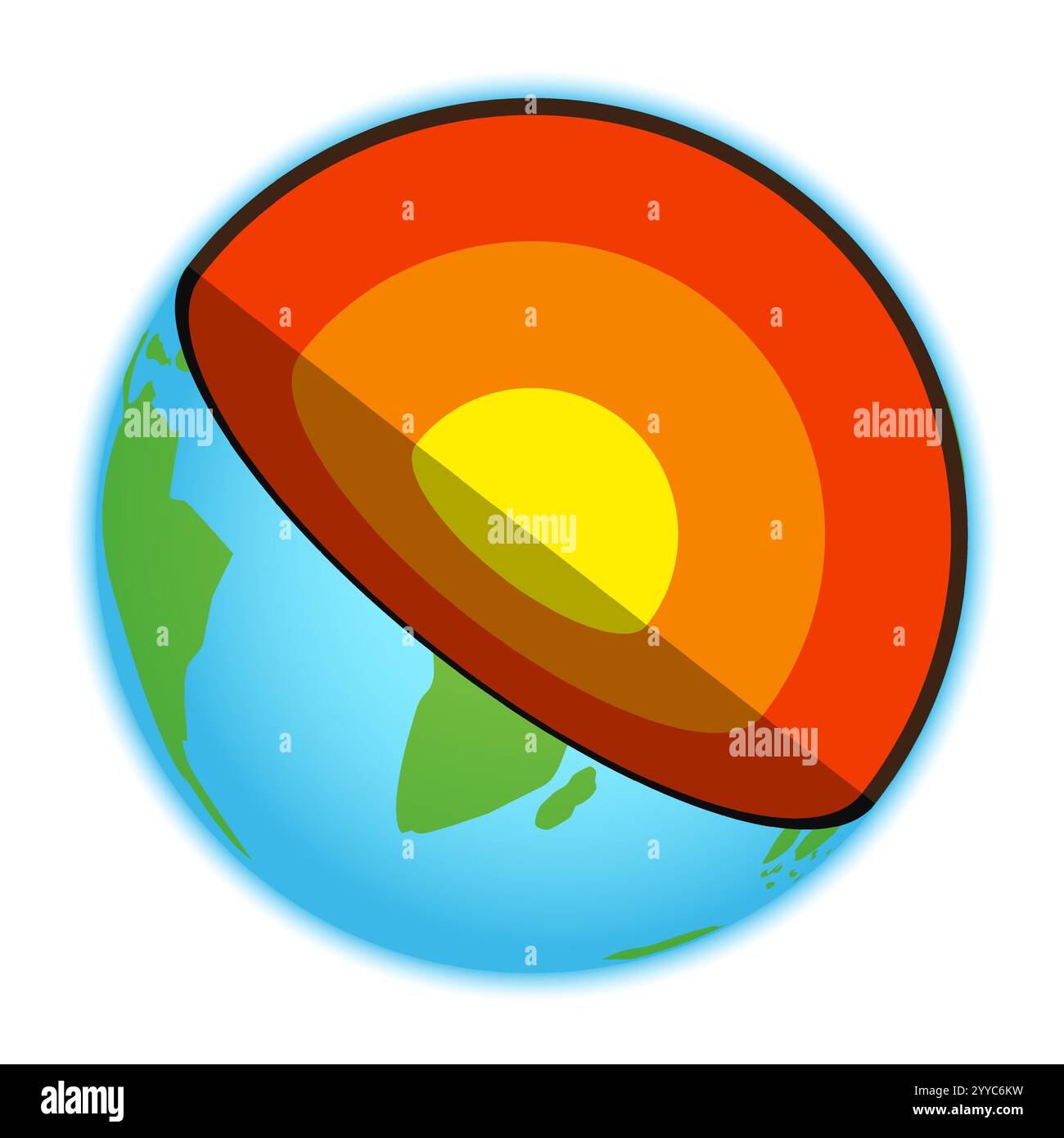 Layers of the Earth with Inner Core, Outer Core, Mantle, Crust 3D Chart Isolated Illustration ...