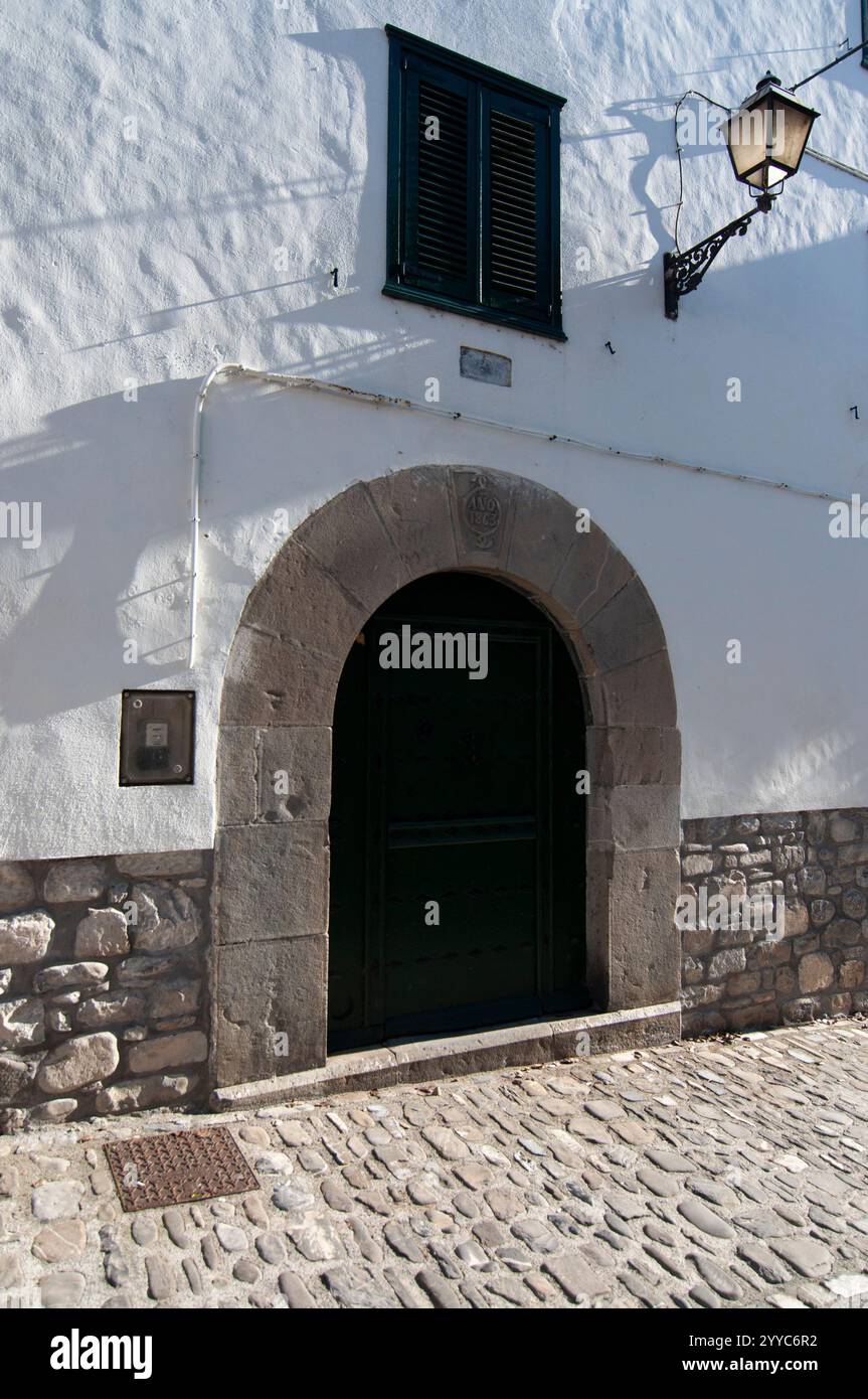Tipycal facades at Roncal Valley, Navarre, Spain. Europe Stock Photo ...