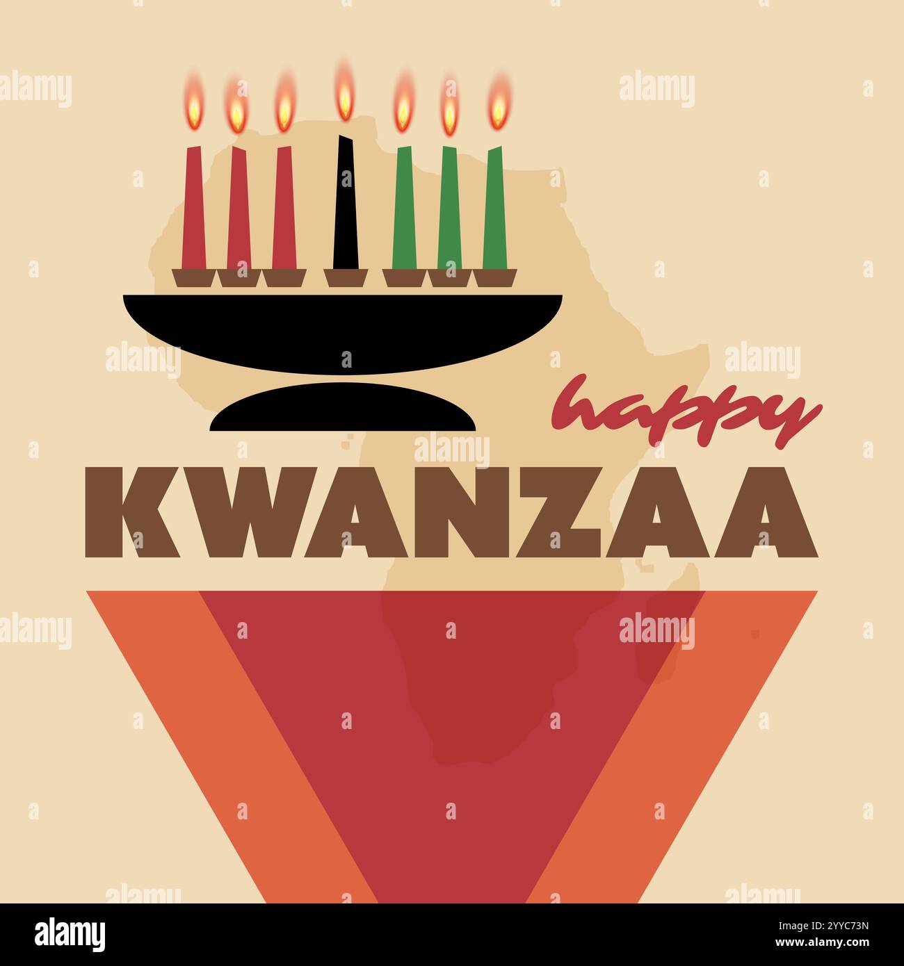 Colorful Happy Kwanzaa Greeting Card with Burning Candles and Map of ...