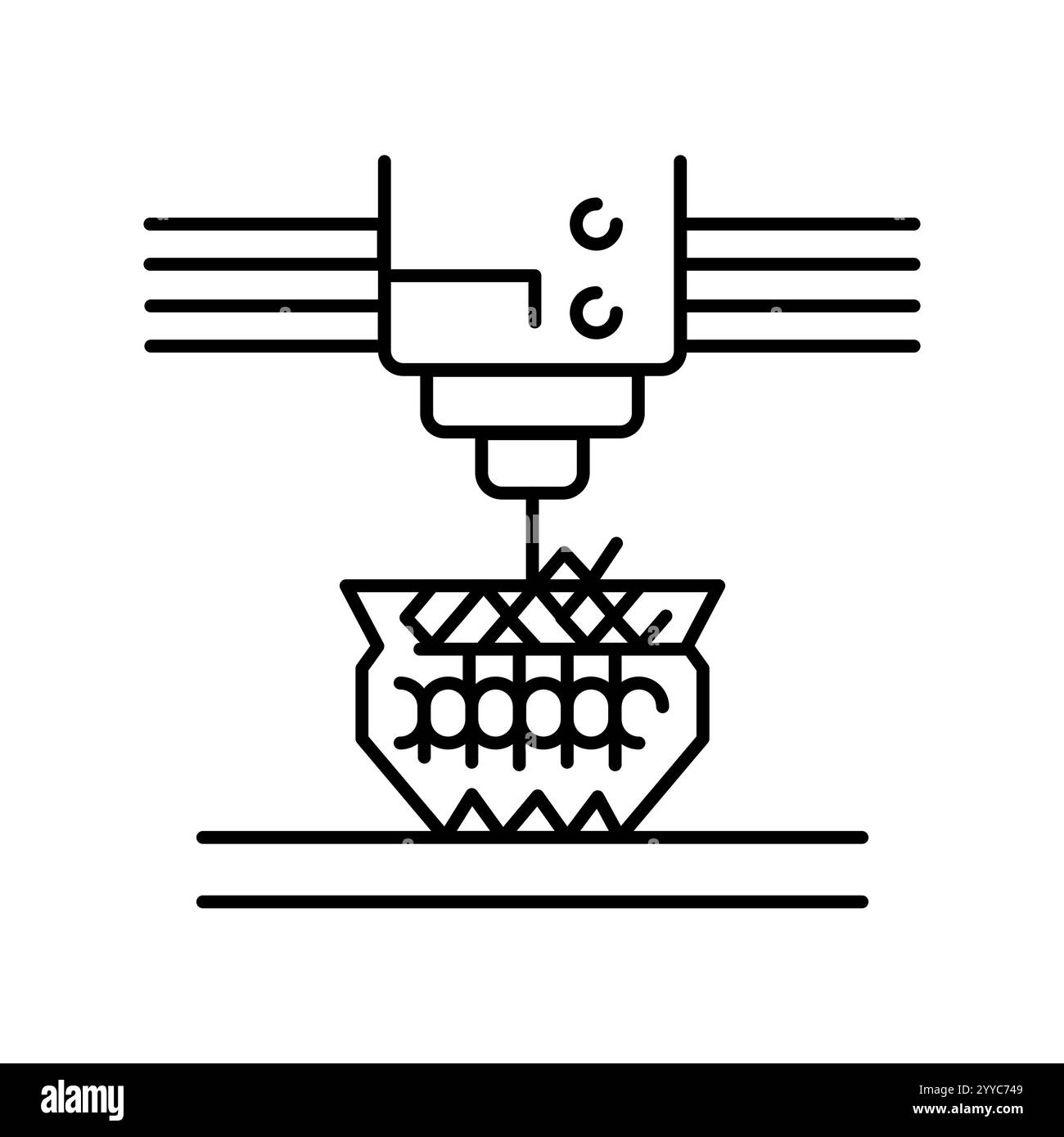 3d Printing In Space Black Line Icon Vector Isolated Element Editable Stroke Stock Vector