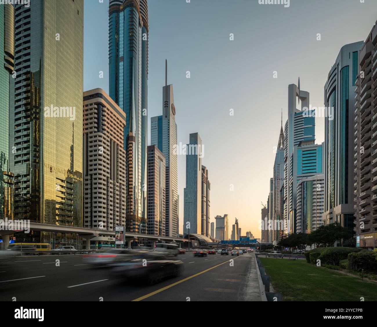 Sheikh Zayed Road, Downtown, Dubai, United Arab Emirates Stock Photo ...