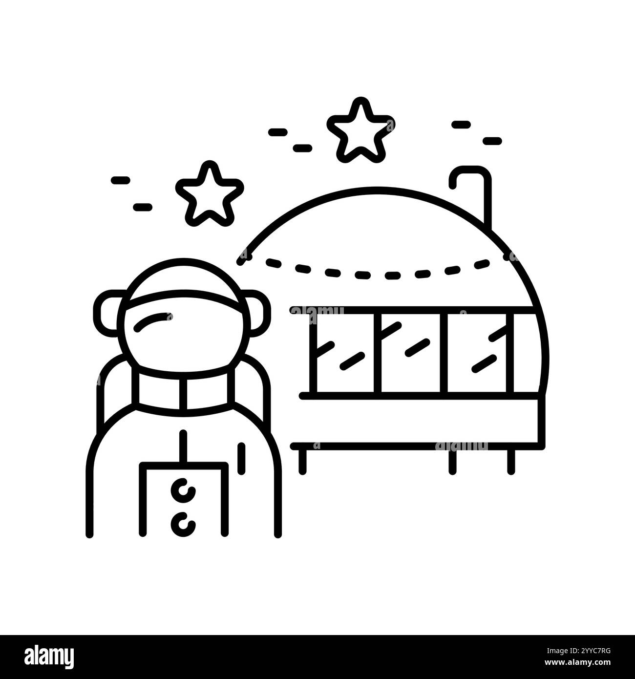 Space colonization black line icon. Vector isolated element. Editable ...