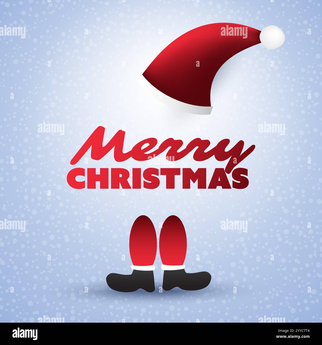 Merry Christmas Card With Back of a Funny Santa Claus from Behind ...