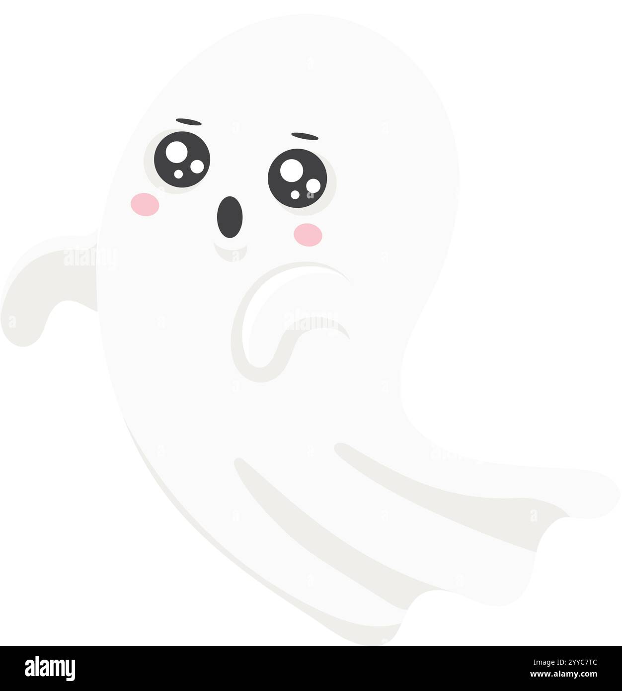 Surprised cartoon ghost floating in mid air, featuring big eyes and an ...