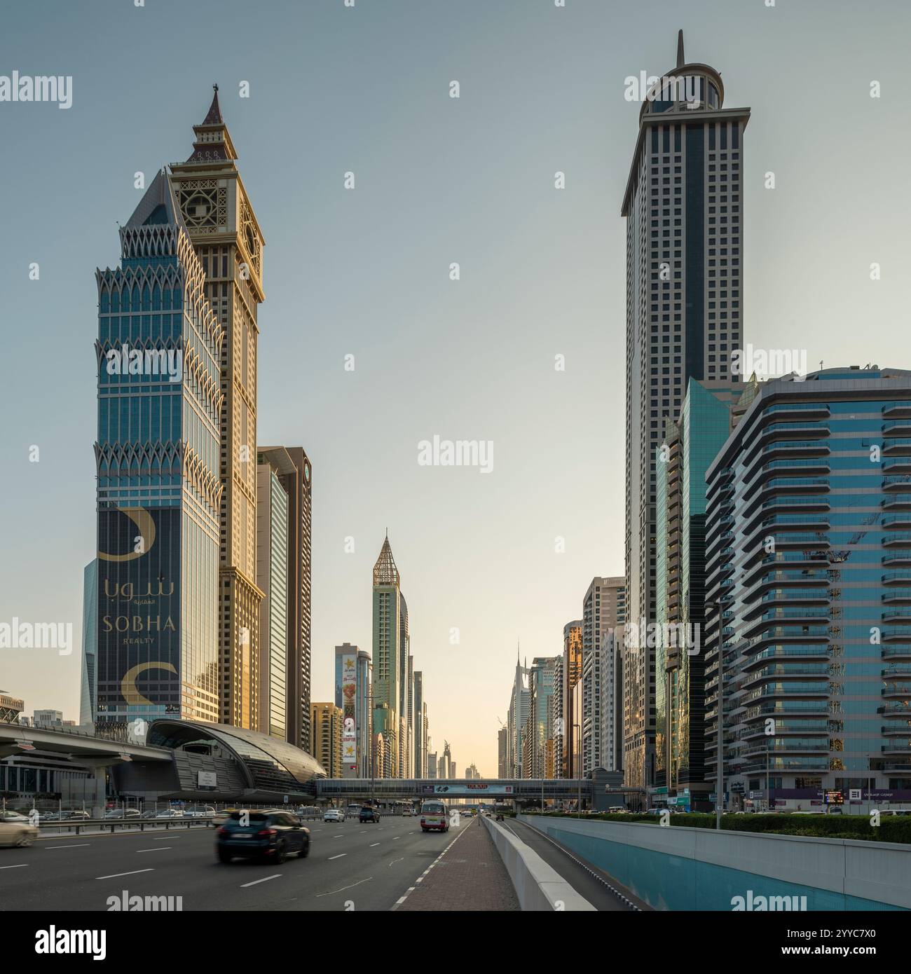 Sheikh Zayed Road, Downtown, Dubai, United Arab Emirates Stock Photo ...