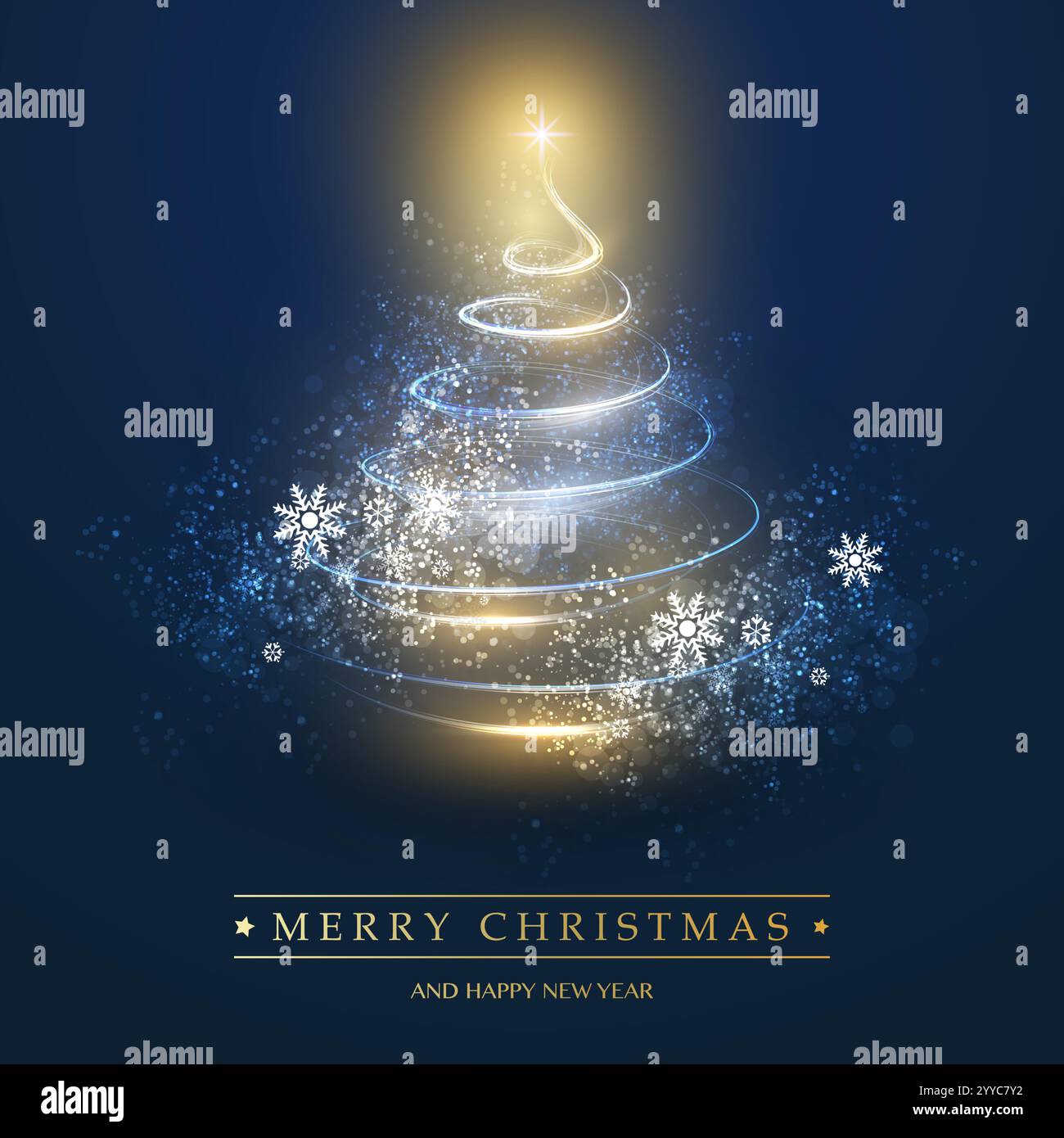 Merry Christmas, Happy Holidays Card - Blue, Silver, Golden and White ...