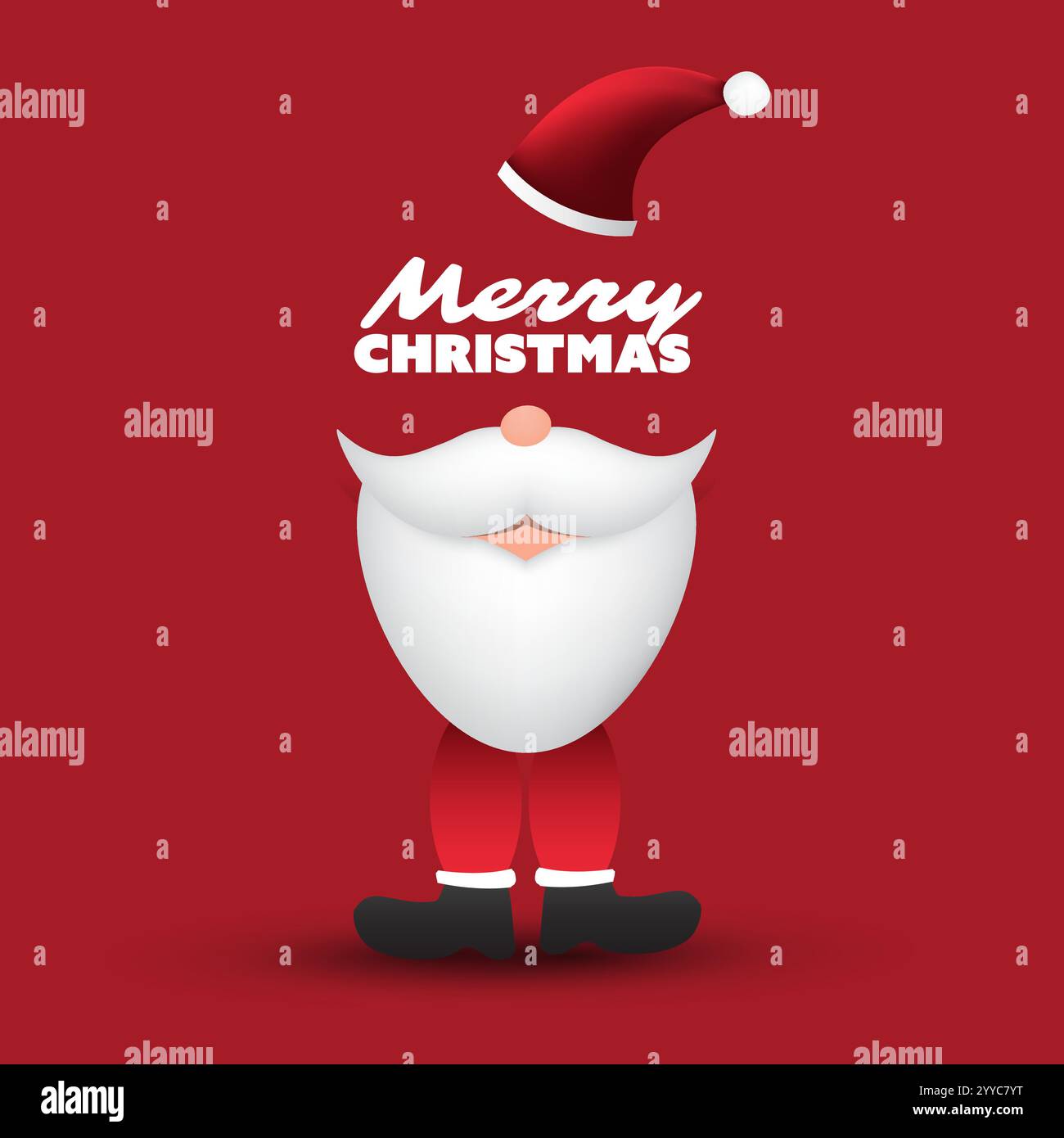 Merry Christmas Card With Funny Santa Claus Face, Santa's Boots, Red ...