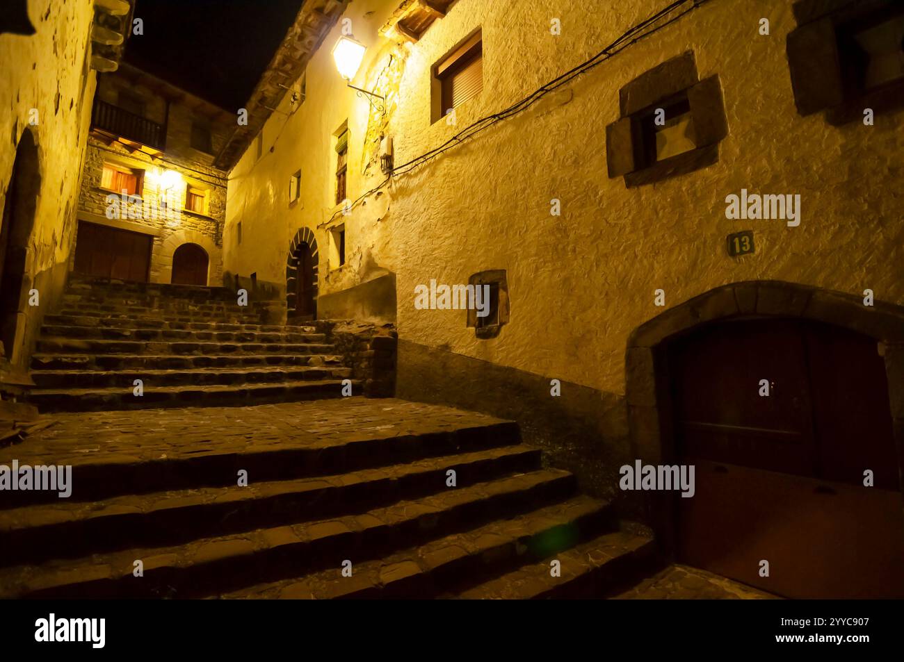 Traditional Architecture of Pyrenees Village of Anso. Huesca. Spain ...