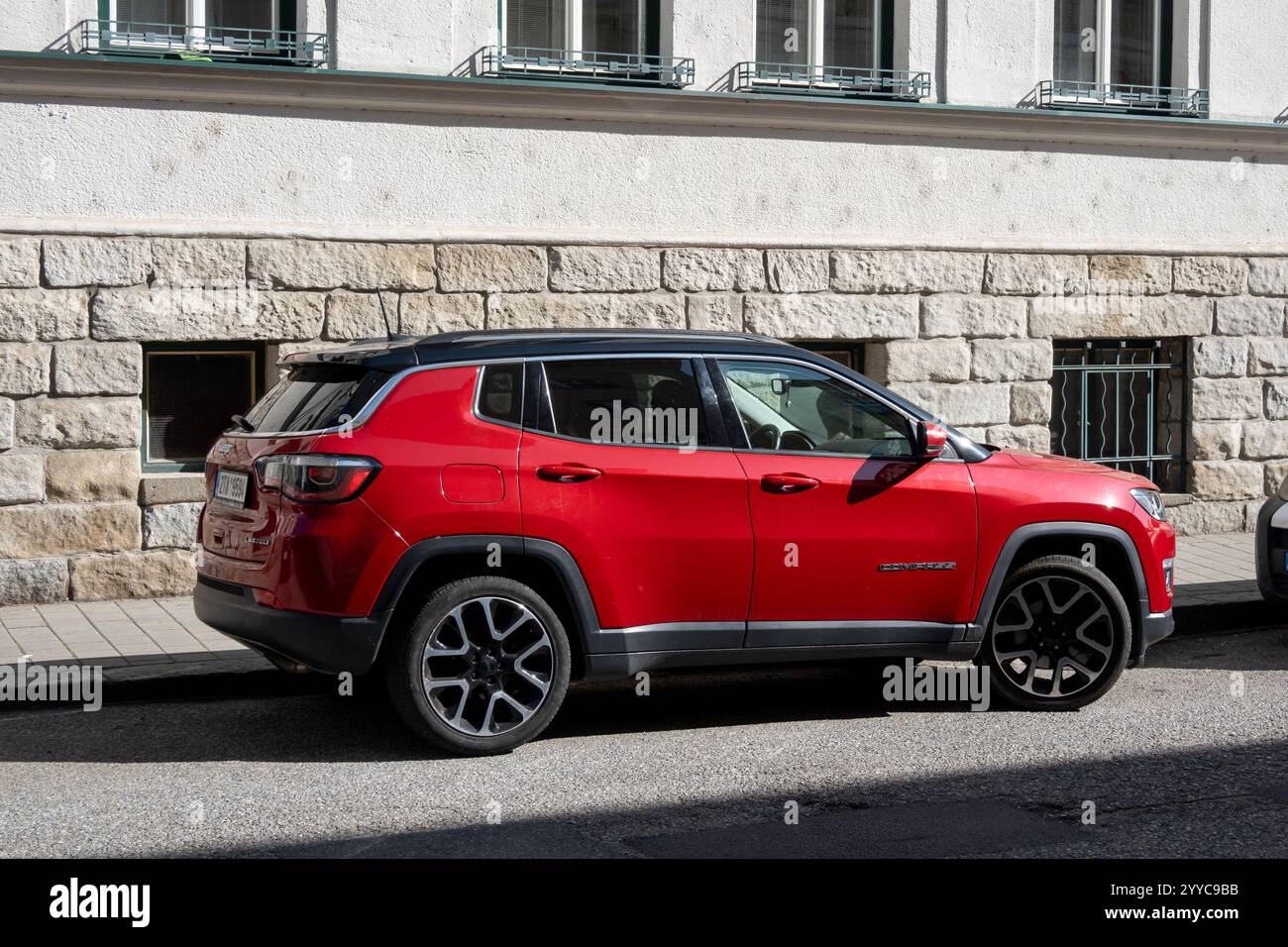 OSTRAVA, CZECHIA - OCTOBER 5, 2023: Red Jeep Compass Limited SUV car ...