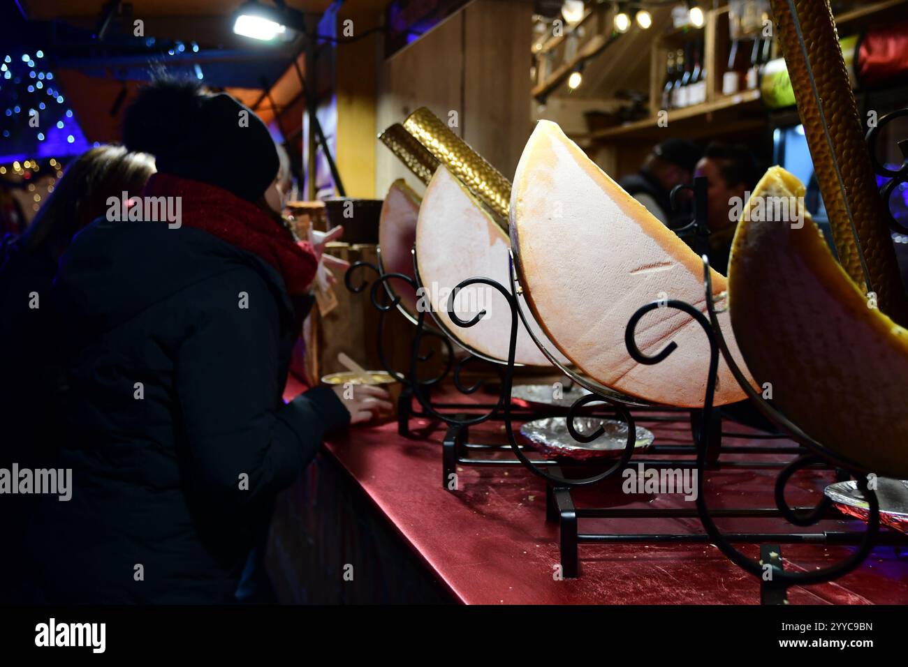 Cheese sale items at A Christmas market in Haute Savoie. (Photo by ...
