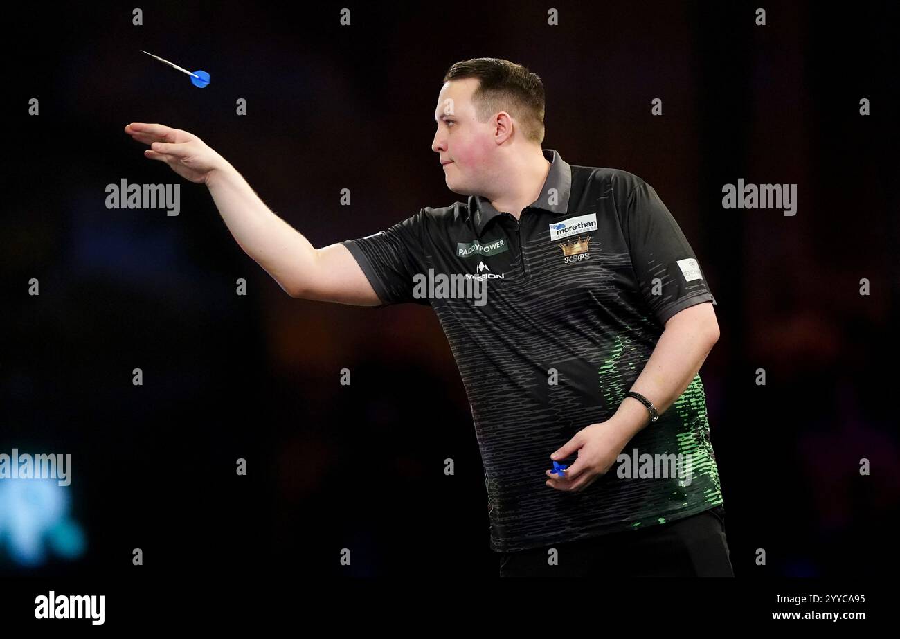 Rhys Griffin in action during day seven of the Paddy Power World Darts ...