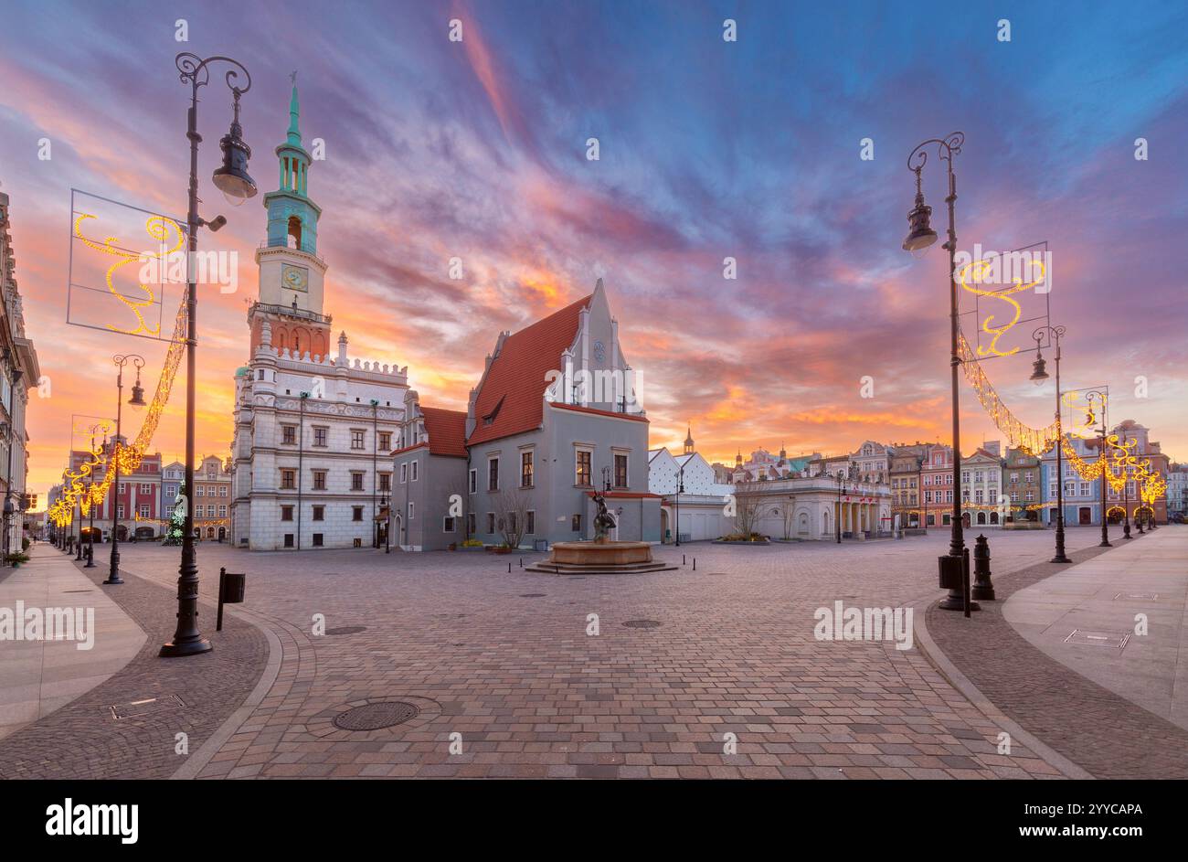Beautiful medieval town hall with clock tower on the market square at ...