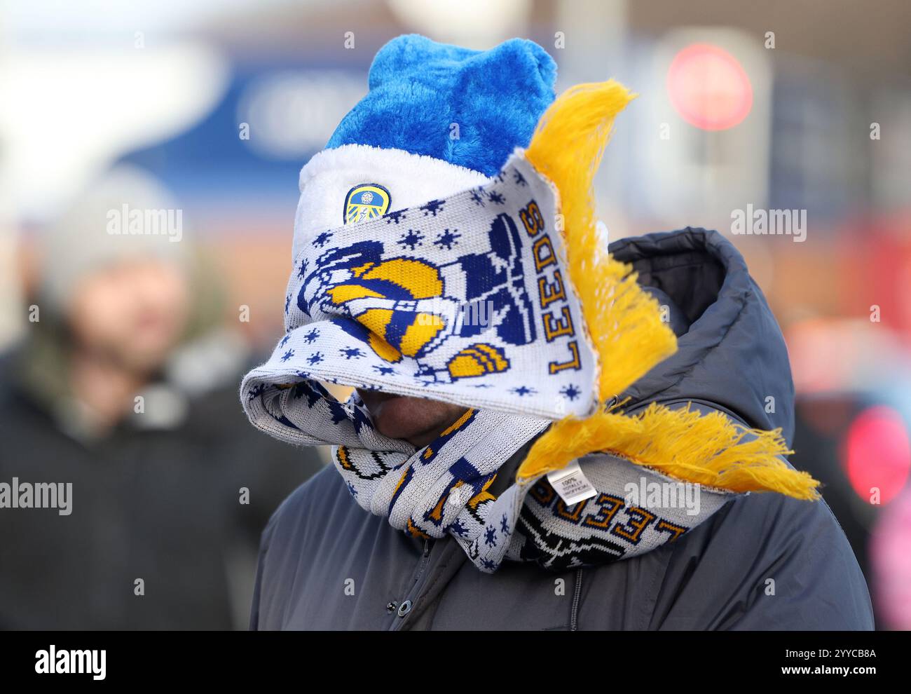 A Leeds United fans scarf blows in the wind ahead of the Sky Bet ...