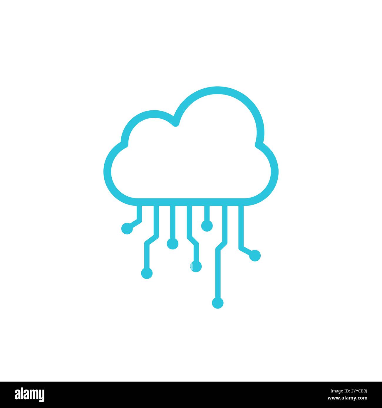 Modern technologies icon. Cloud and circuits. Isolated on white background. Blue icon set Stock ...