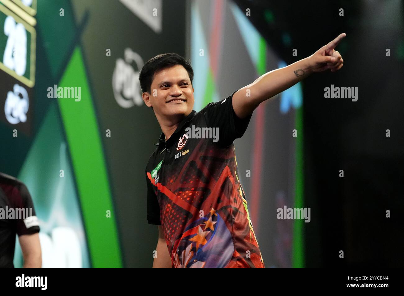 Alexis Toylo reacts during day seven of the Paddy Power World Darts ...