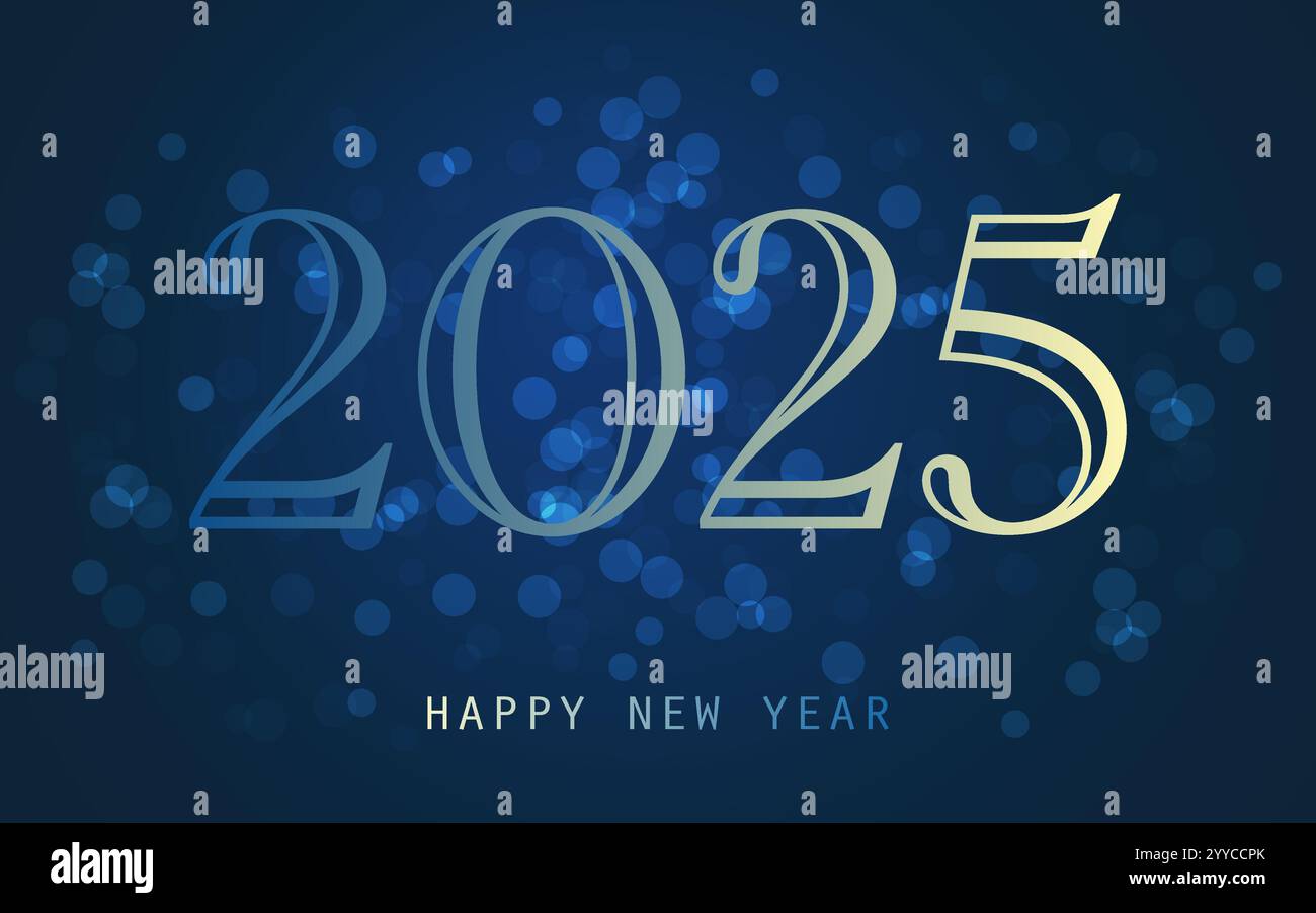 Blue and Golden New Year Card, Typography, Background with Big Numerals ...