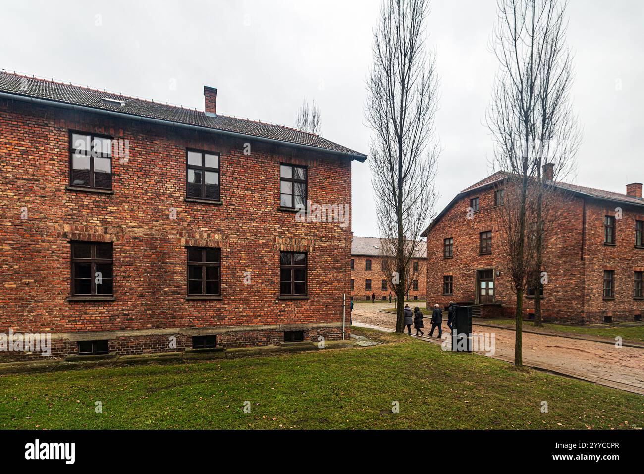 Brick Barracks Amidst the Green in Auschwitz I Stock Photo - Alamy
