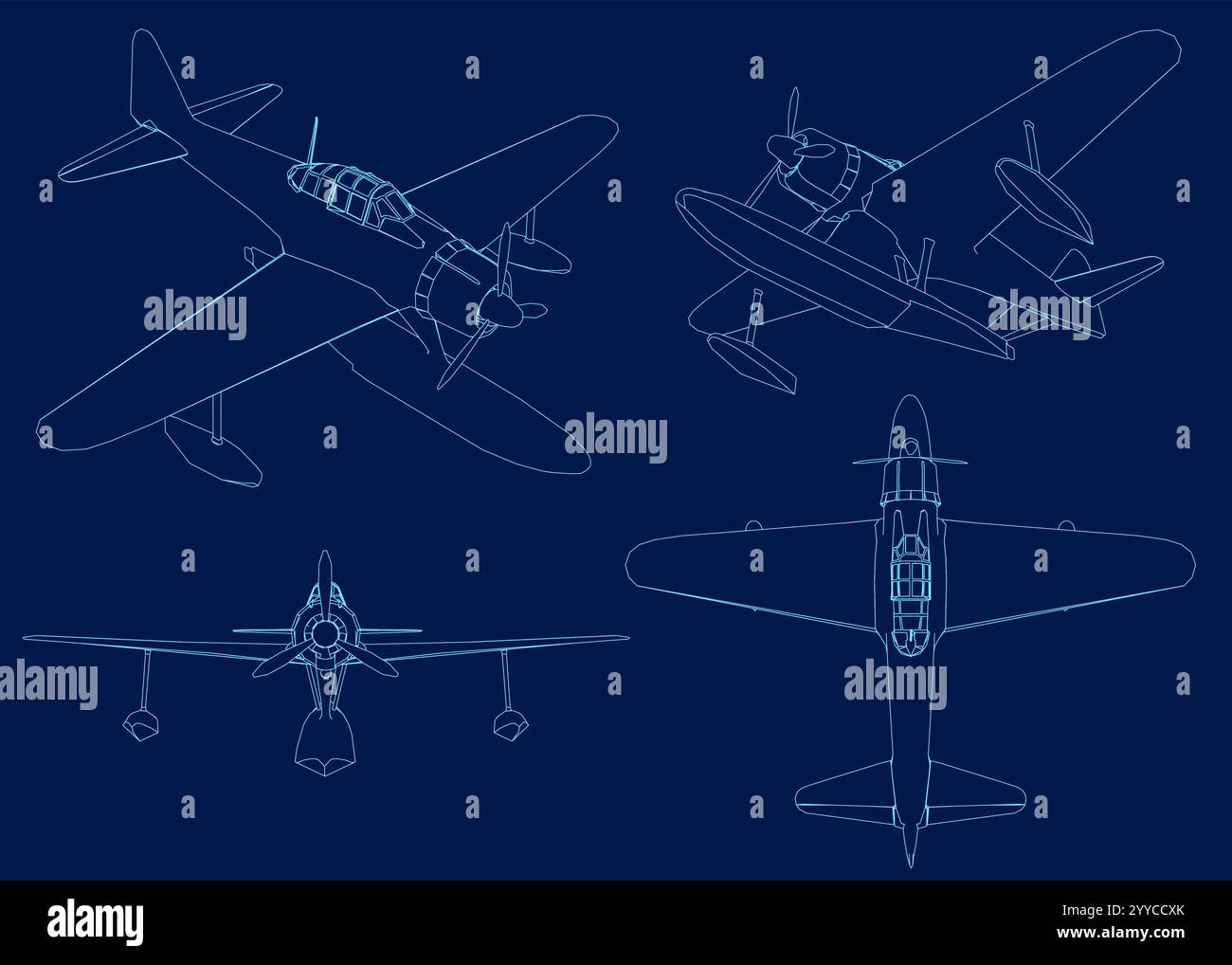 Contour plane set vector illustration. Landing on water Stock Vector ...