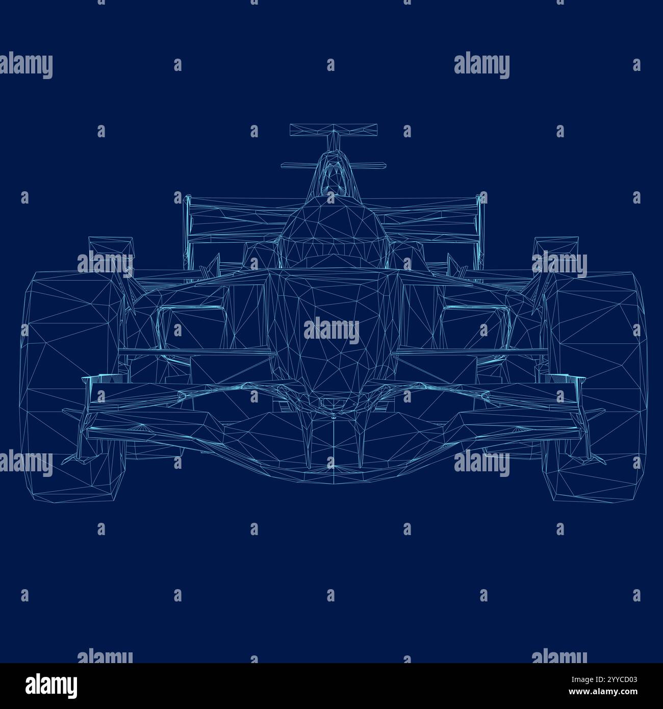 Wireframe of a F1 race car. Formula 1 Vector blueprint isolated on a ...