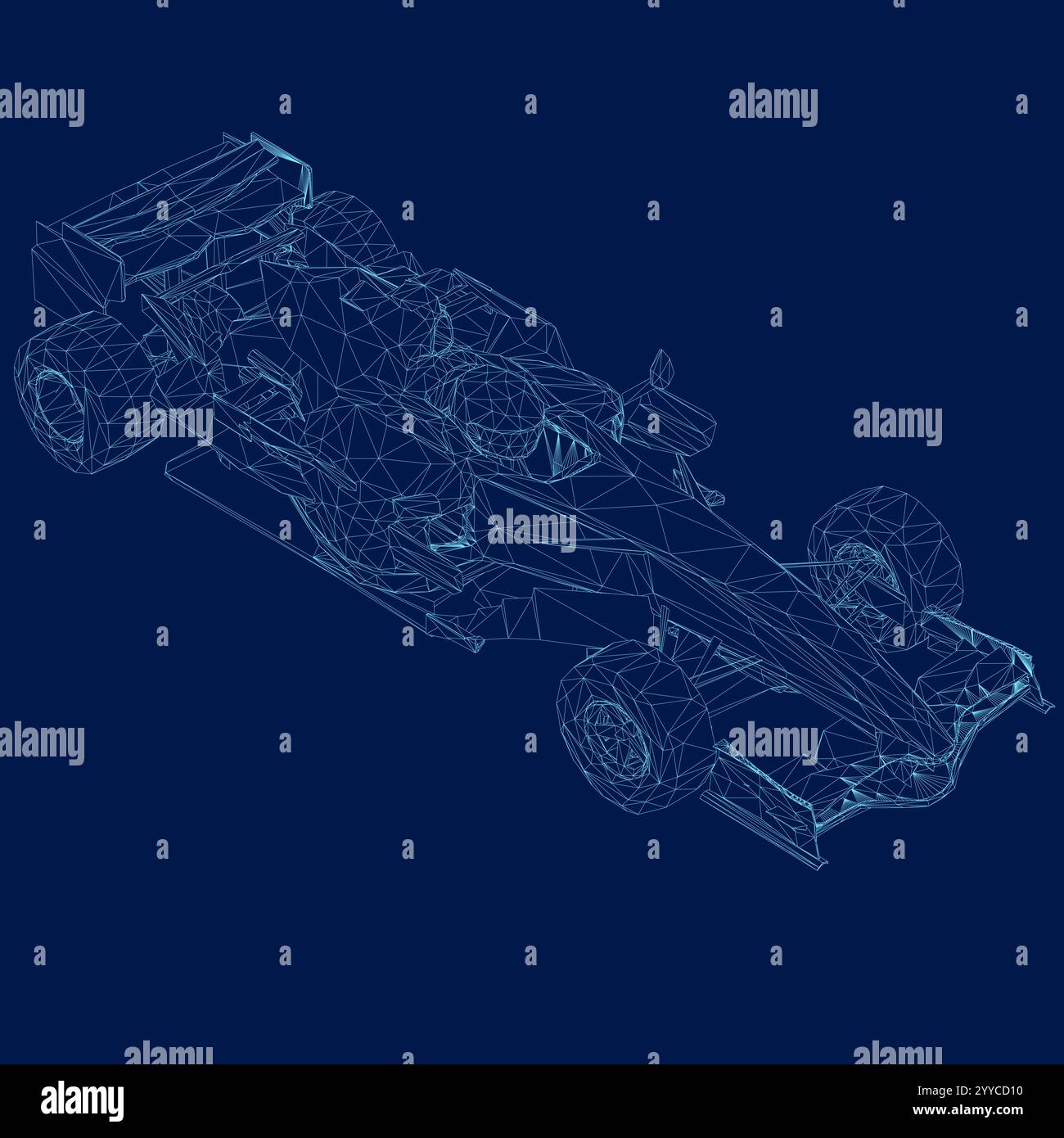 Wireframe of a F1 race car. Formula 1 Vector blueprint isolated on a ...