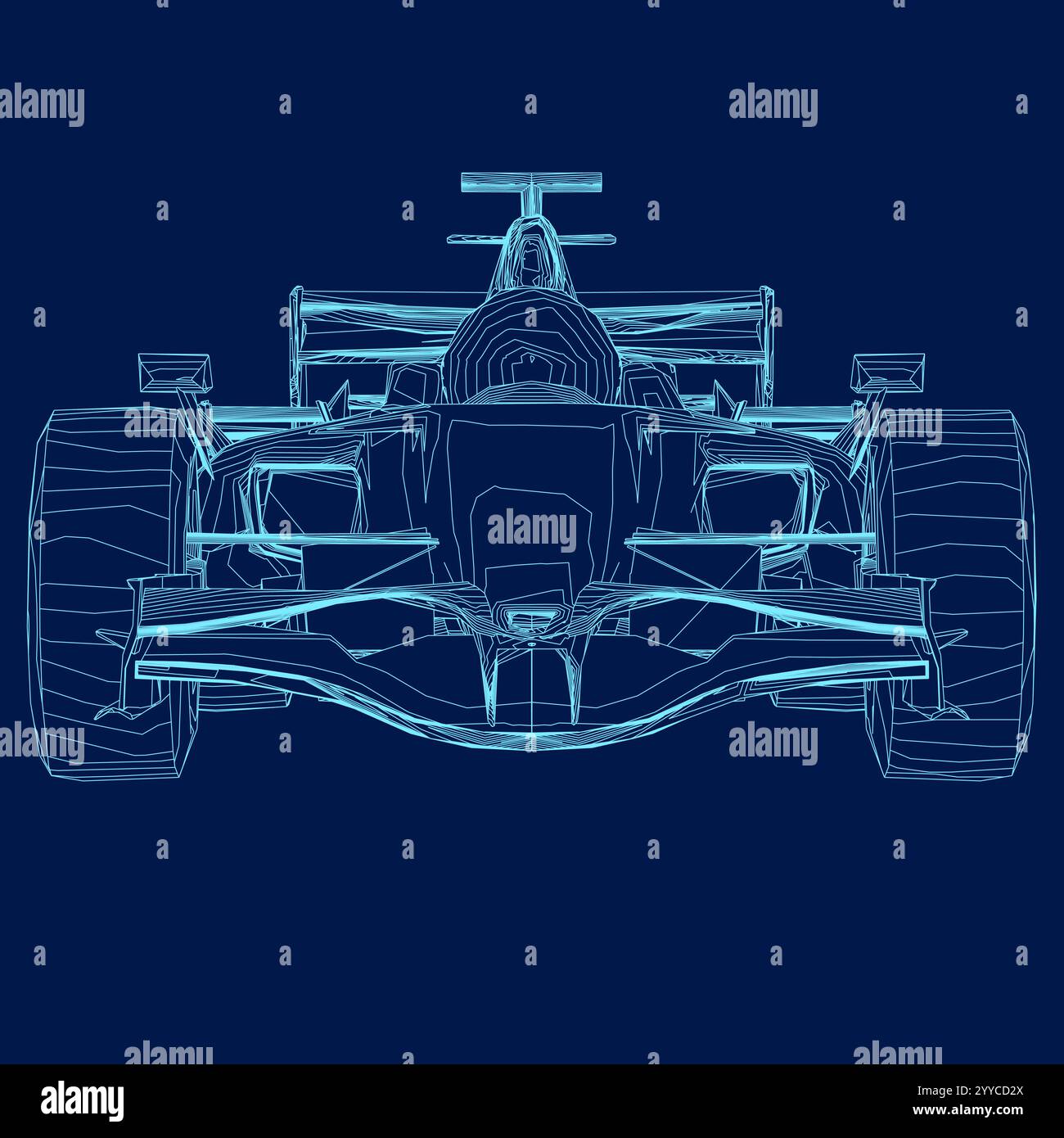 Contour of a F1 race car. Formula 1 Vector blueprint isolated on a blue ...
