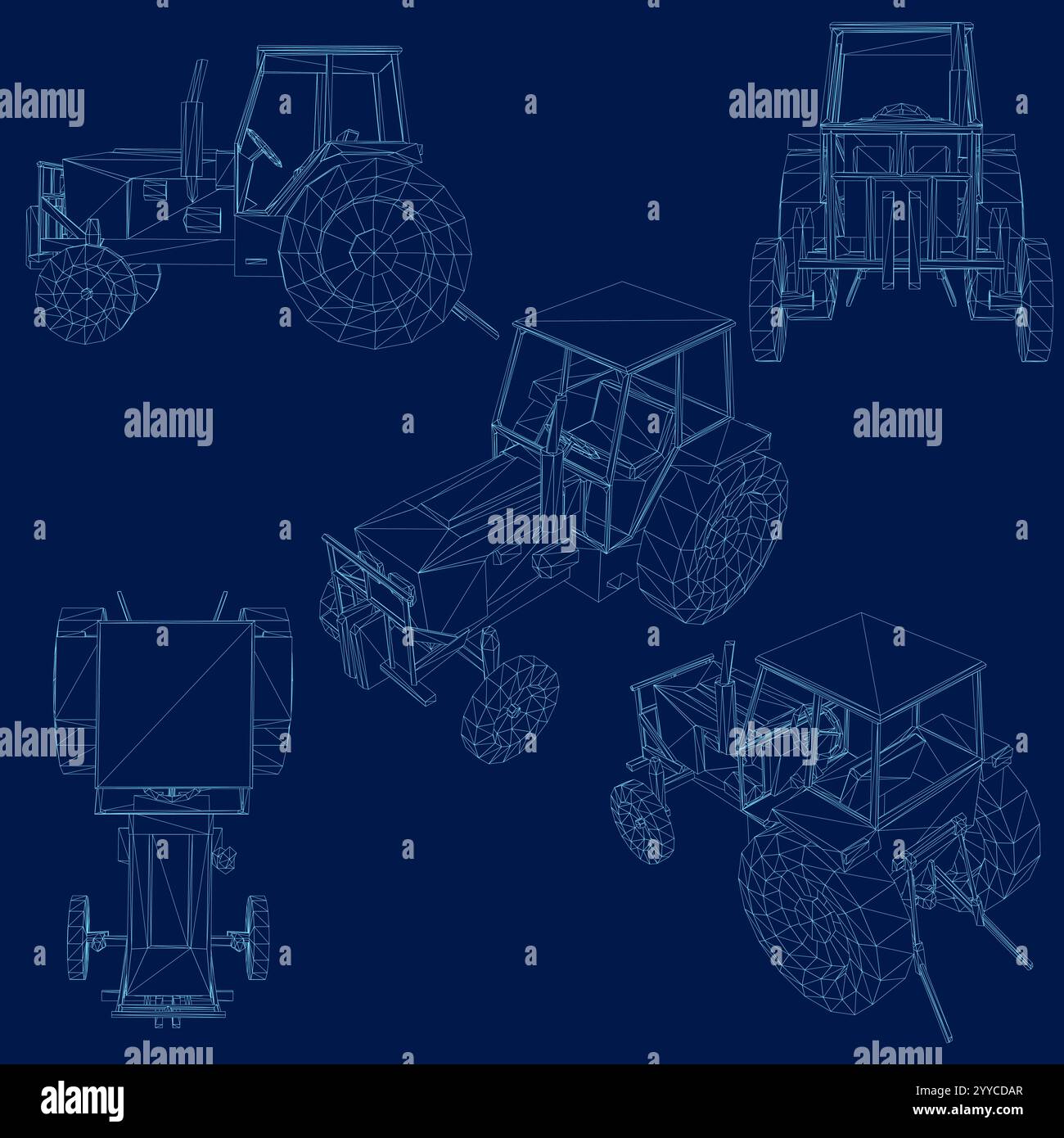 Tractors Vector wireframe set. Vector illustration Stock Vector Image ...