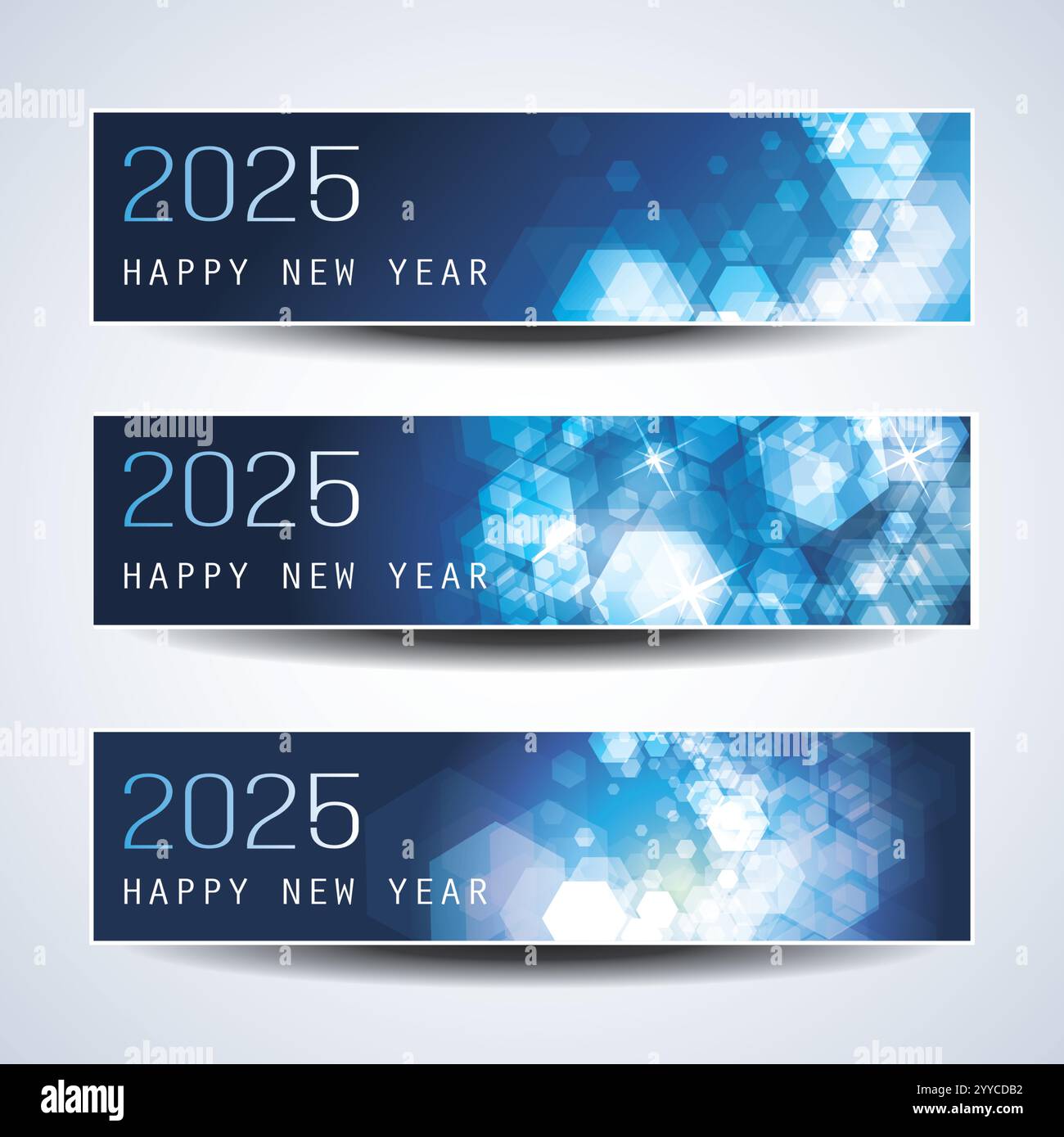 Set of Sparkling Shimmering Ice Cold Blue Horizontal Christmas, Happy ...