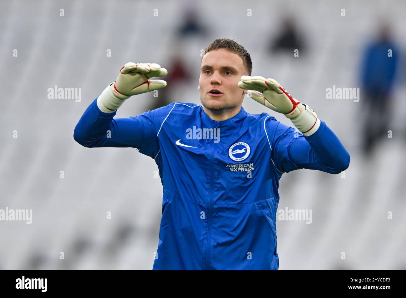 Goalkeeper Bart Verbruggen (1 Brighton) warms up during the Premier ...