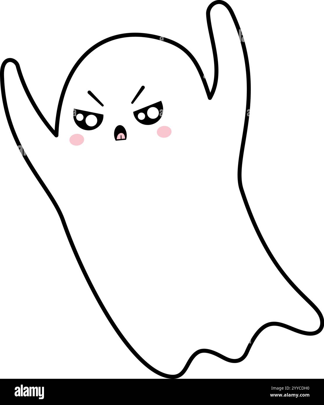 Minimalist vector illustration featuring a cute little kawaii ghost ...
