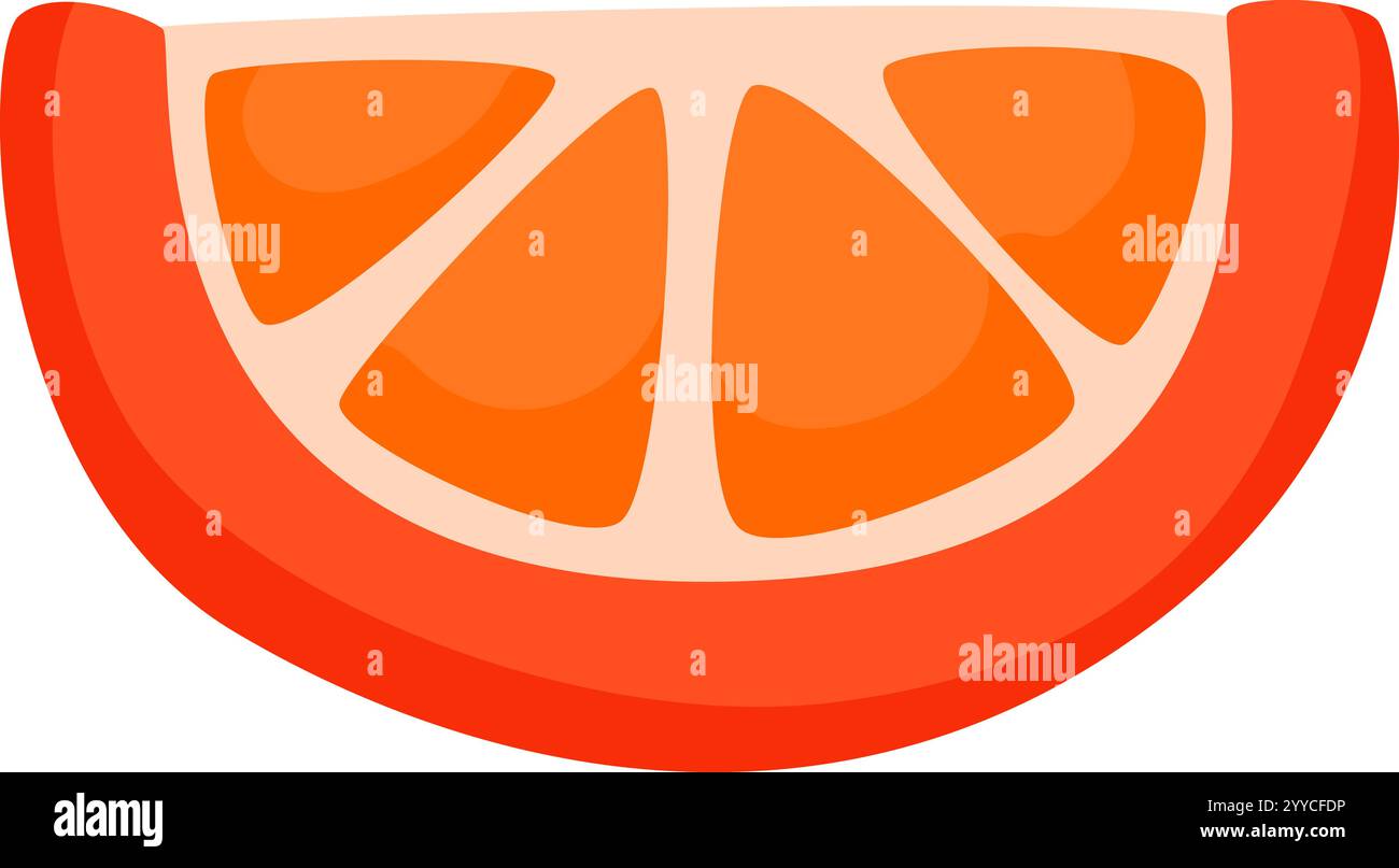 Cartoonish drawing featuring a vibrant slice of ripe orange ...