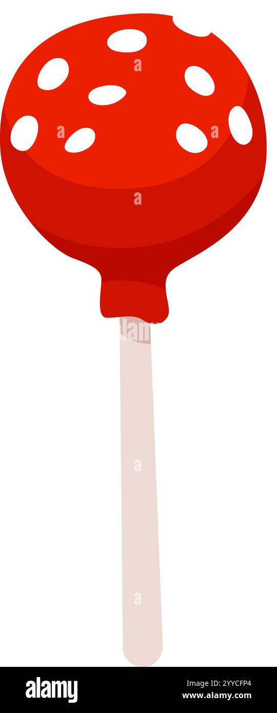 Bright red cake pop adorned with playful white spots on a stick ...