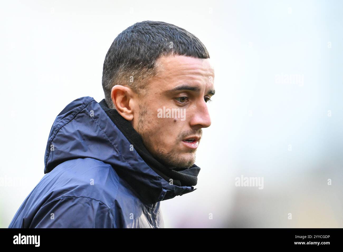 Oliver Norburn of Blackpool during the pre-game warmup ahead of the Sky ...