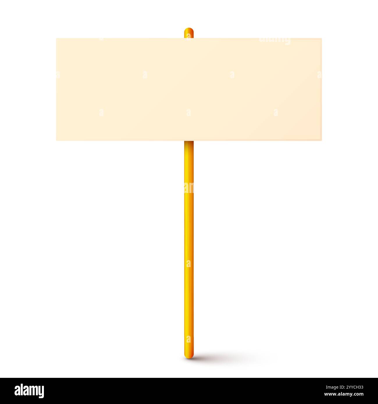 Blank colorful protest sign with wooden holder. Demonstration banner ...