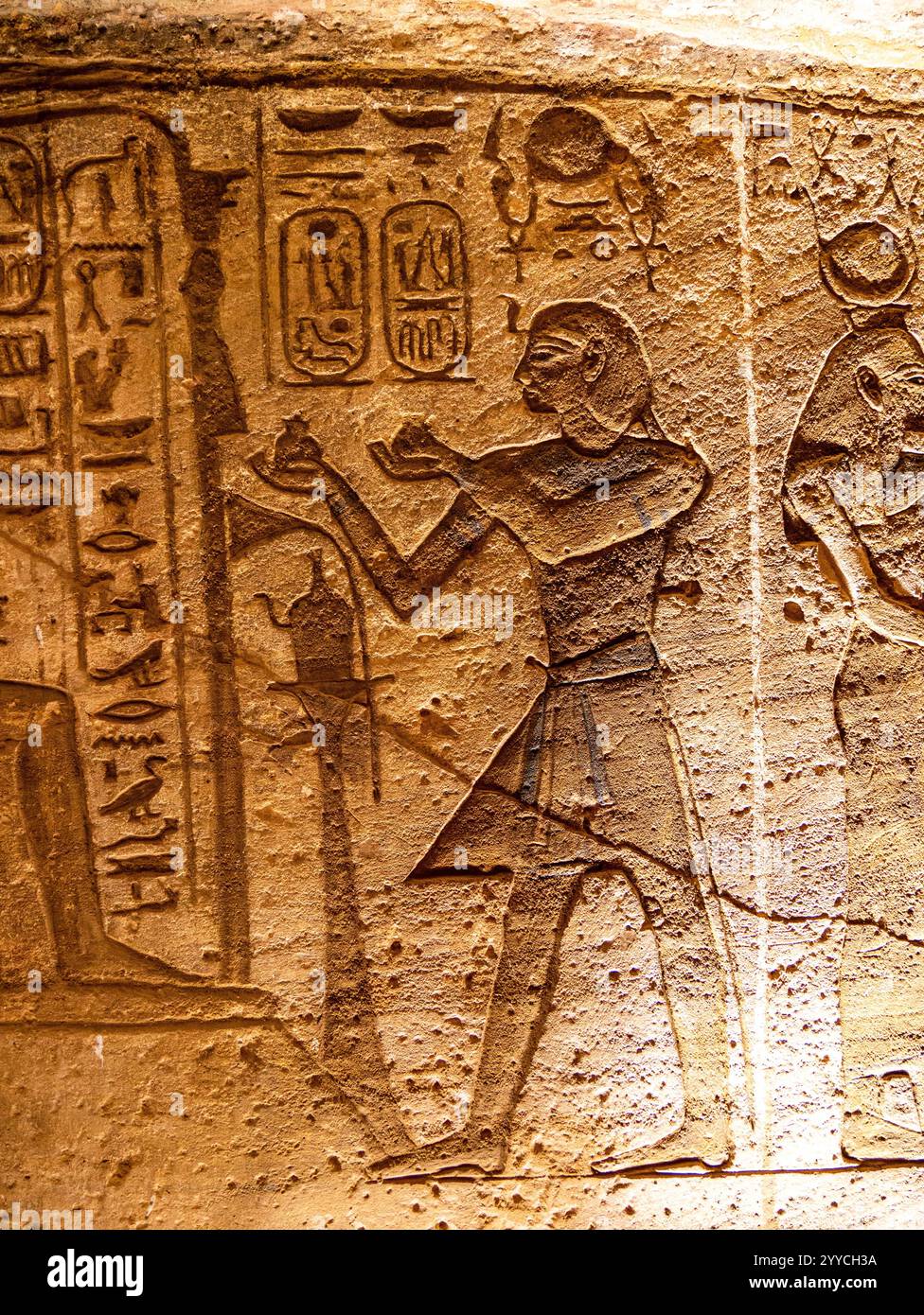 Drawings carved into the walls inside the Great Temple of Ramesses II ...