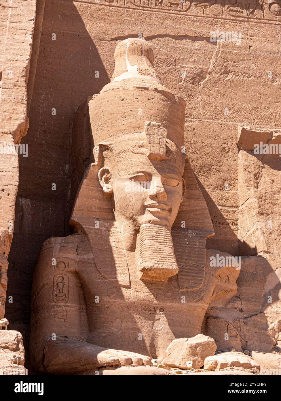 Statue of Ramesses II in front of the Great Temple of Ramesses II, Abu ...