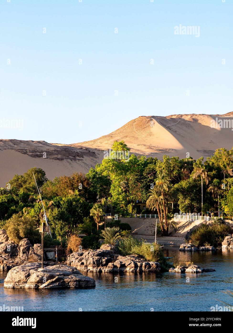 Views of the Nile river from a hotel balcony in Aswan Egypt, moments ...