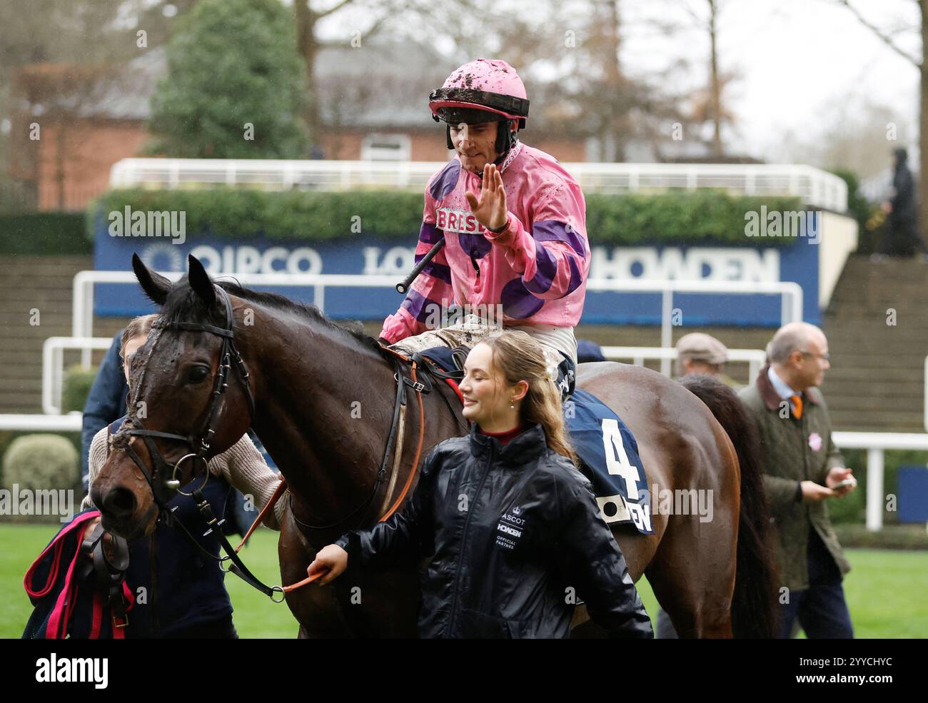 Crambo and jockey Jonathan Burke after winning the Howden Long Walk ...