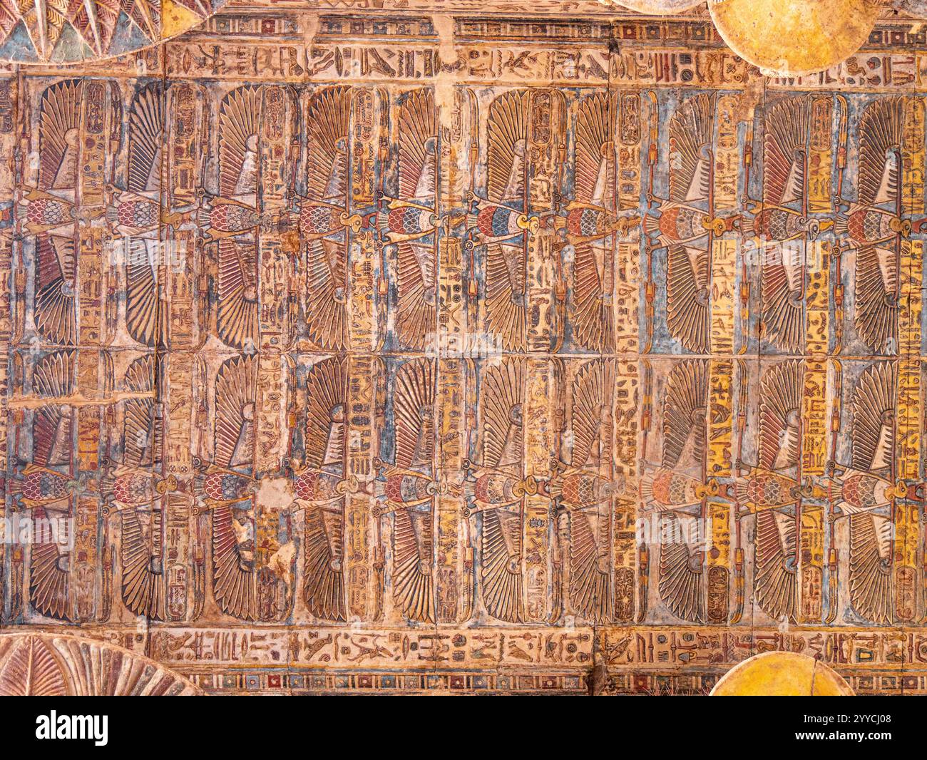 Ceiling covered in hieroglyphic inscriptions inside Khnum Temple in ...