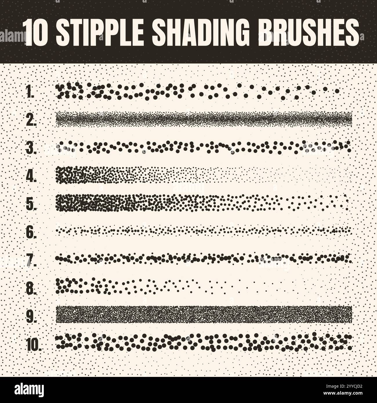 Stipple scatter brush, ink drawing and texturing. Fading gradient ...