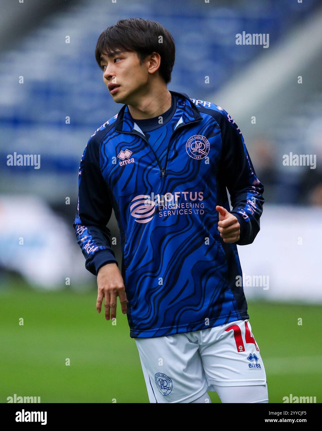 Koki Saito of Queens Park Rangers warms up prior to the Sky Bet ...