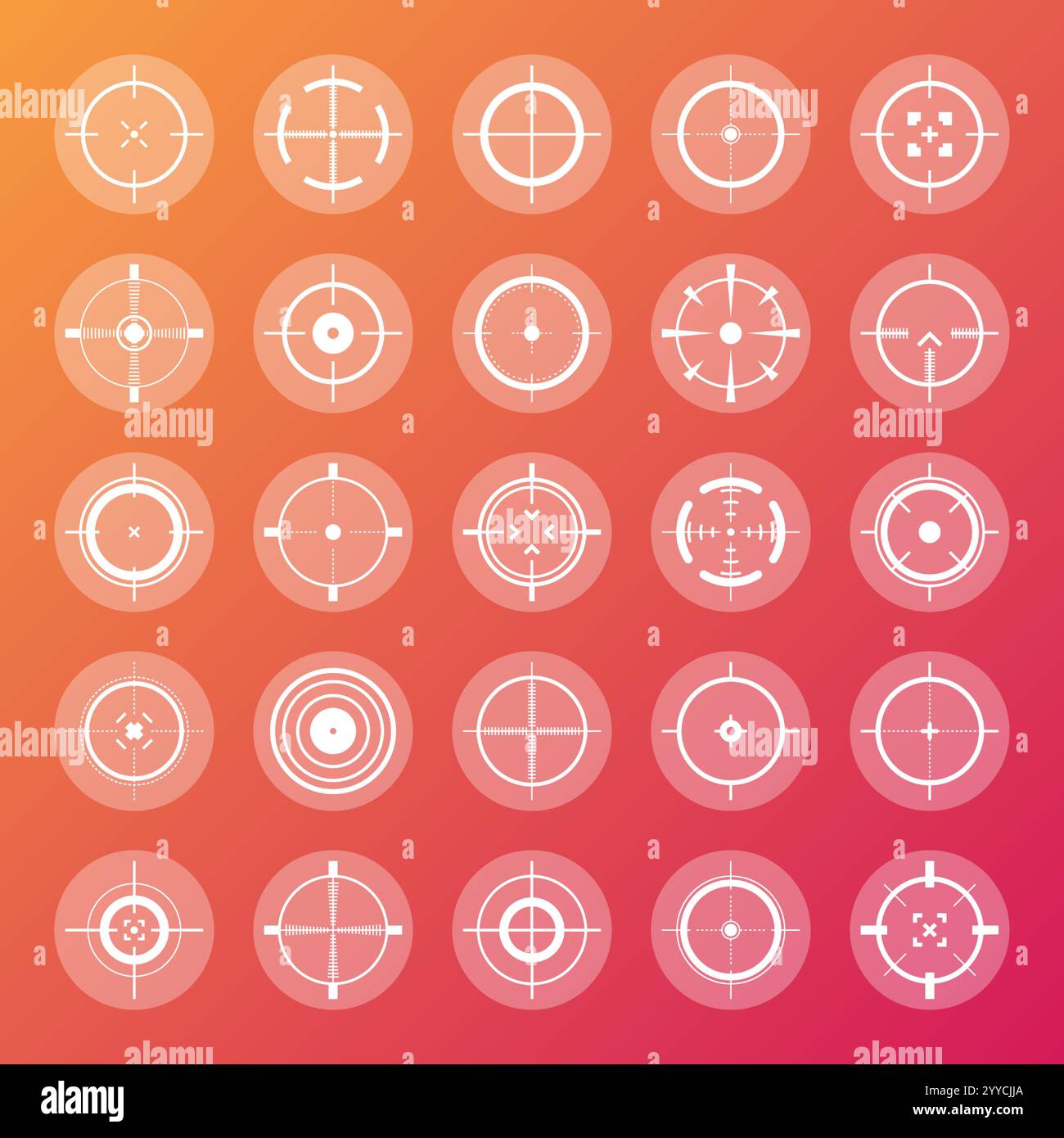 Colorful sniper rifle sights, weapon optical scope crosshair. Hunting ...